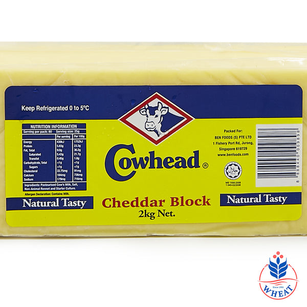 Cowhead Cheddar Cheese Block 2kg – Wheat